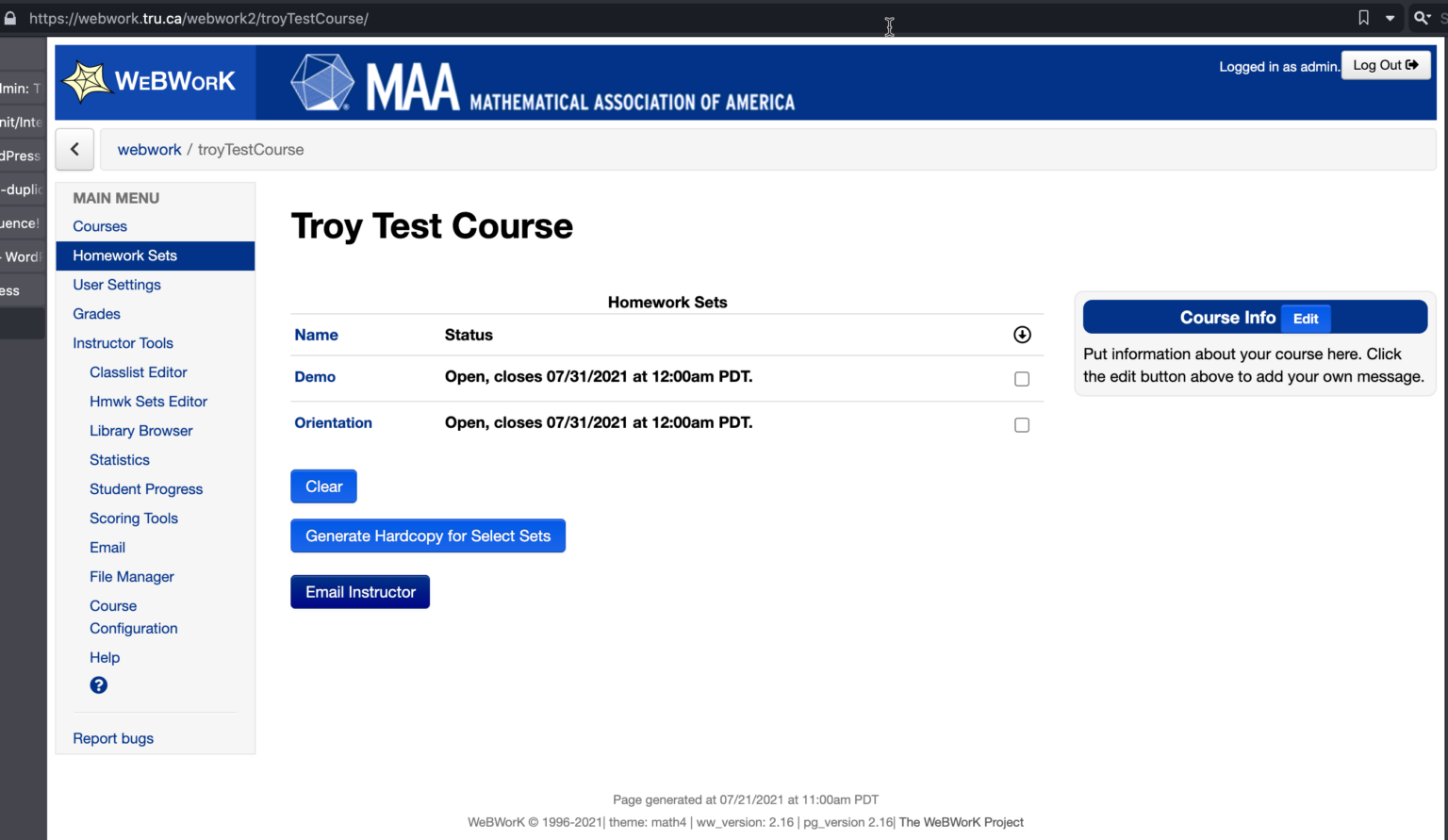 Adding a Webwork link to your Moodle course - TRUBOX